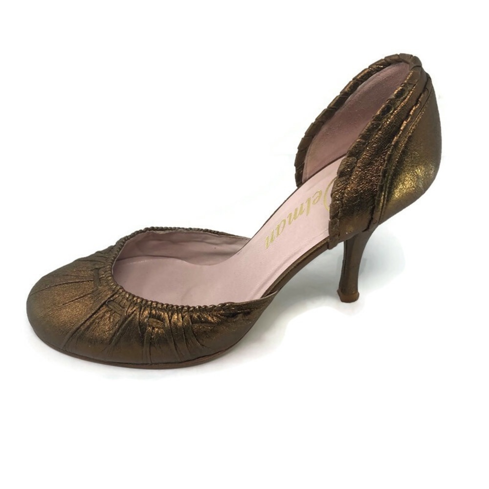 Delman Bronze Metallic Leather D’orsay Pumps Heels Sh… - Gem